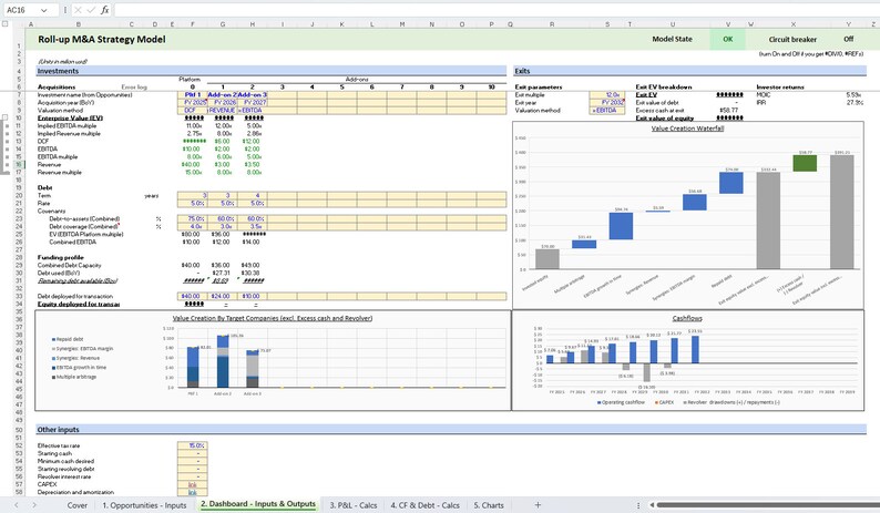 Roll-up Financial Model (MS Excel Download) - Etsy