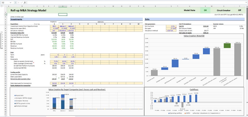Roll-up Financial Model (MS Excel Download) - Etsy