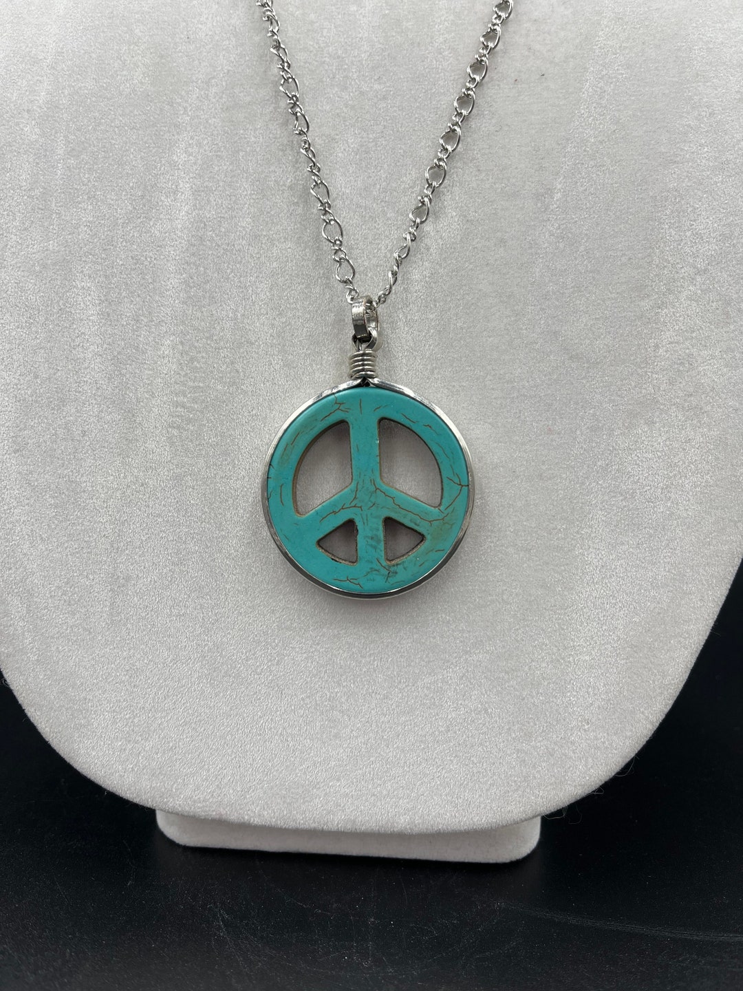 Turquoise Peace Symbol Pendant - Etsy