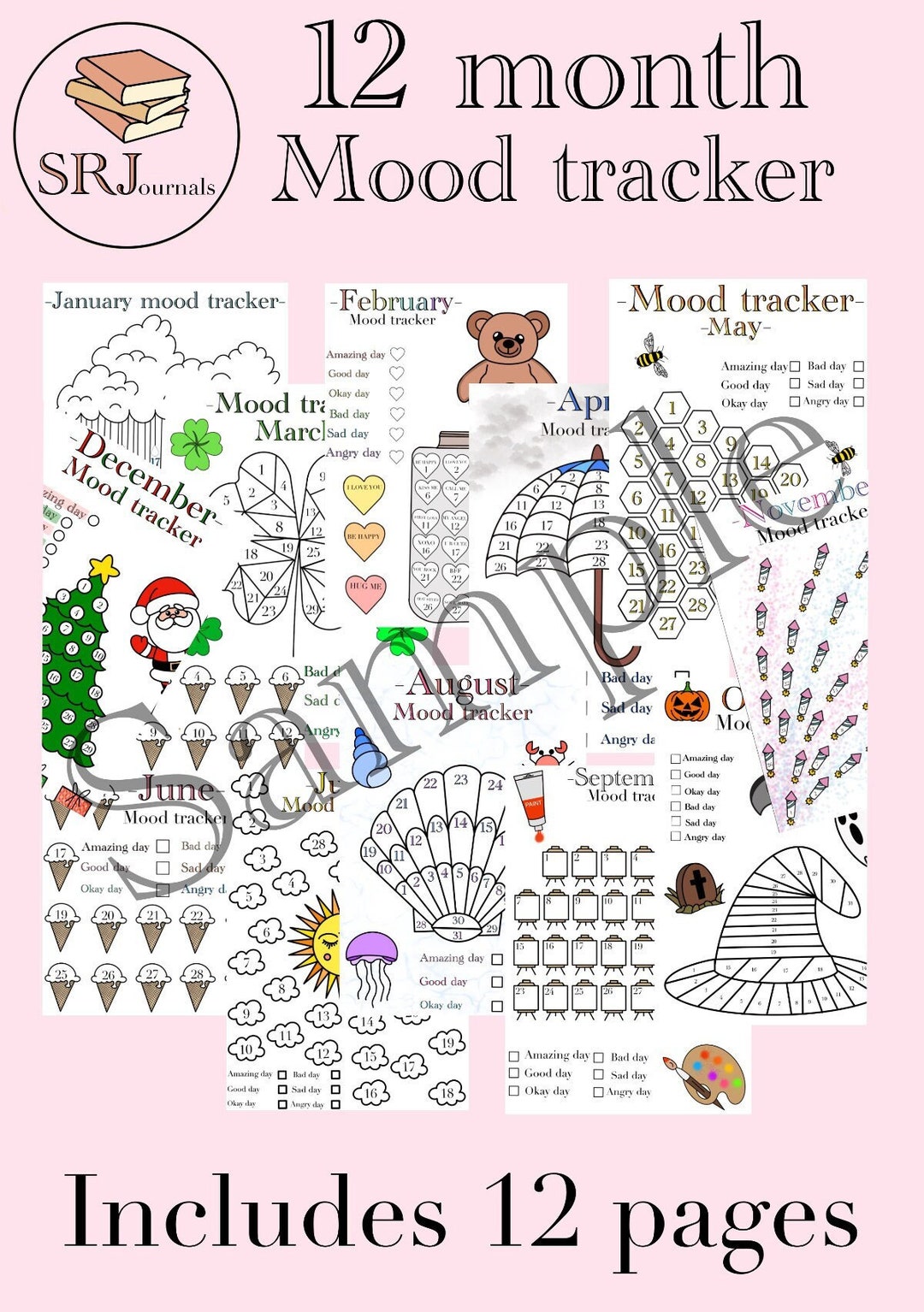 12 Month Mood Tracker printable Srjournals - Etsy