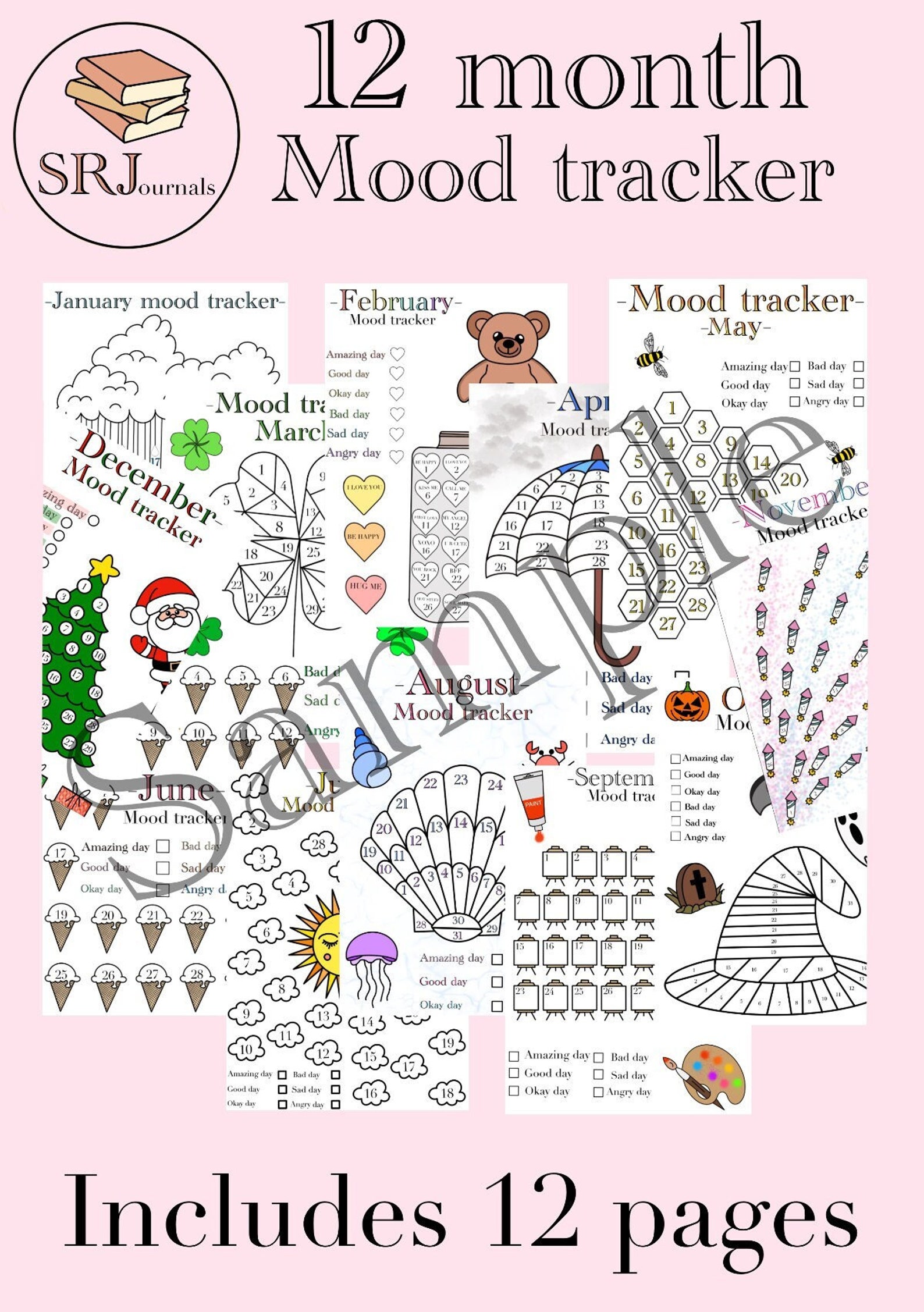12 Month Mood Tracker printable Srjournals - Etsy