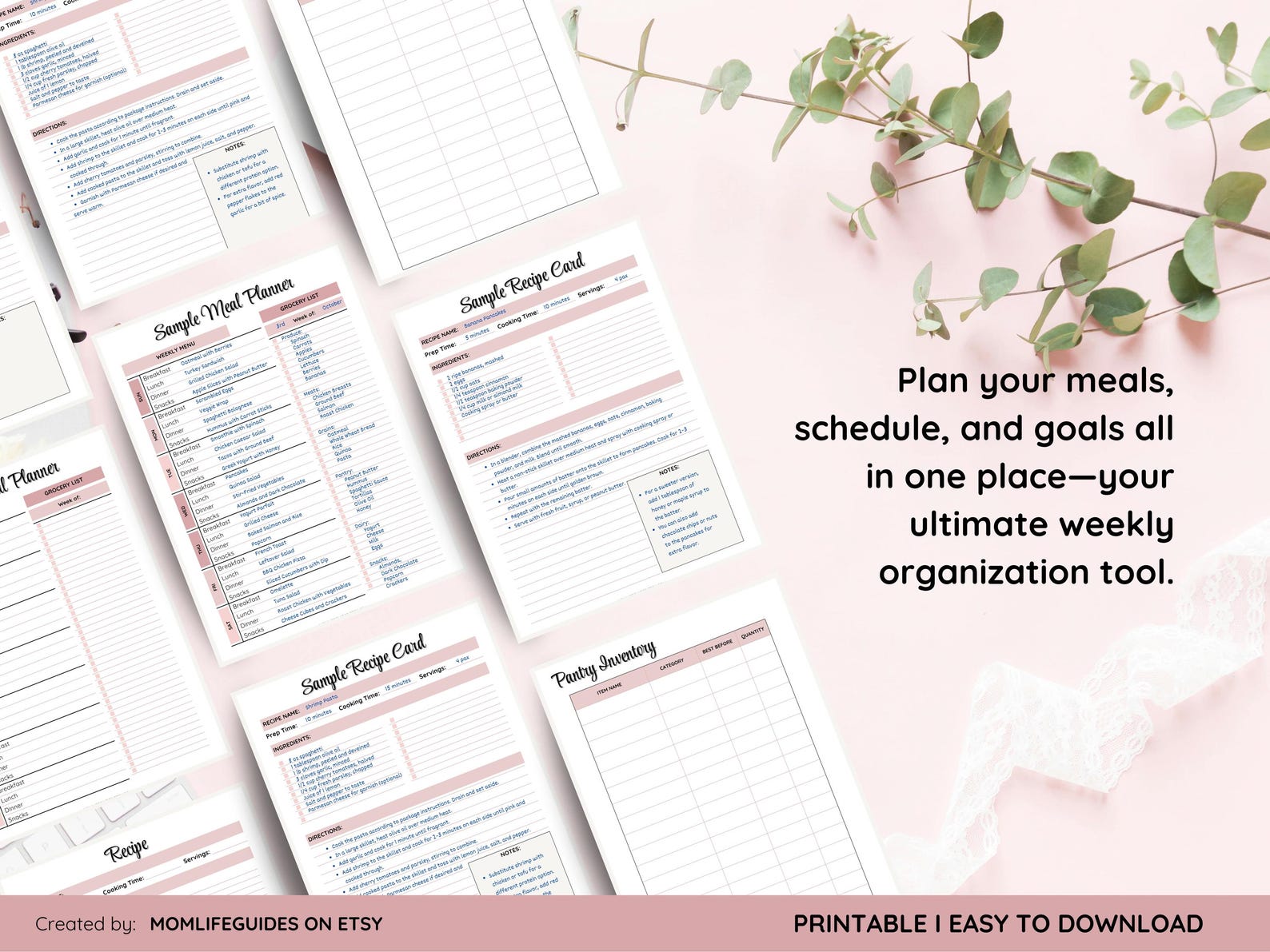 PRINTABLE Weekly Meal Plan, Meal Prep Planner, Meal Planner Journal ...