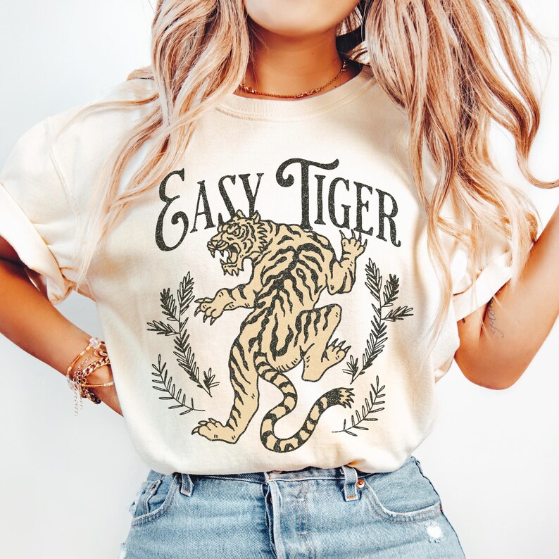 Vintage Easy Tiger Png, Retro Boho Distressed Tiger Png, Easy Tiger Png ...