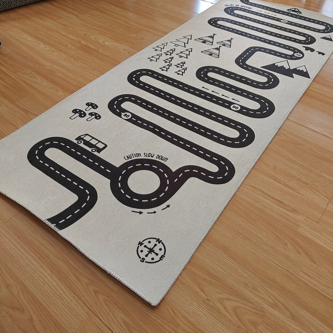 Nursery Rug Road Mat for Toy Cars, Interactive Playroom, Nursery Car ...