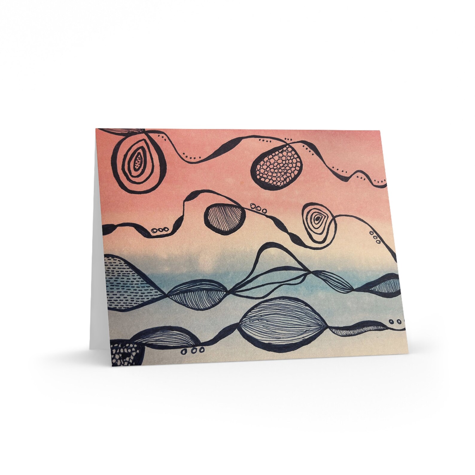 Striped Doodles Greeting Cards Set of 8 Cards, Stationary, Blank ...