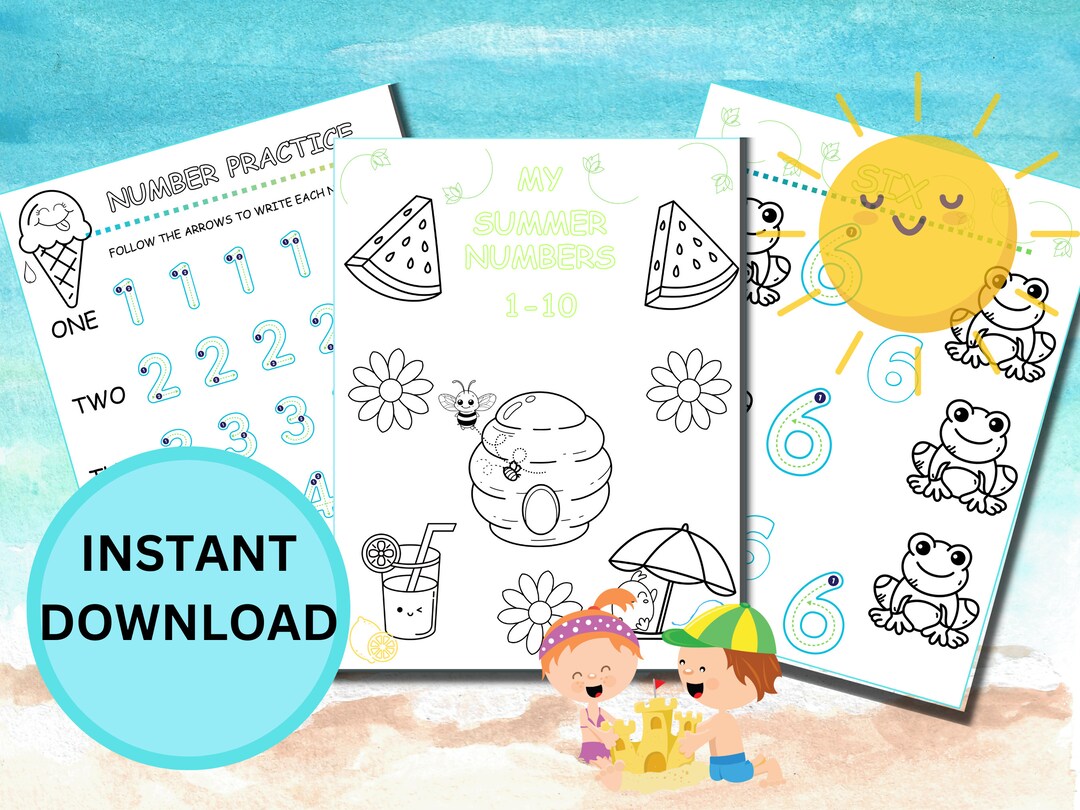 Learn to Write Numbers 1-10, Coloring Pages for Summer, Download for ...