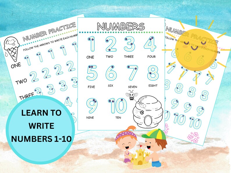 Learn to Write Numbers 1-10, Coloring Pages for Summer, Download for ...