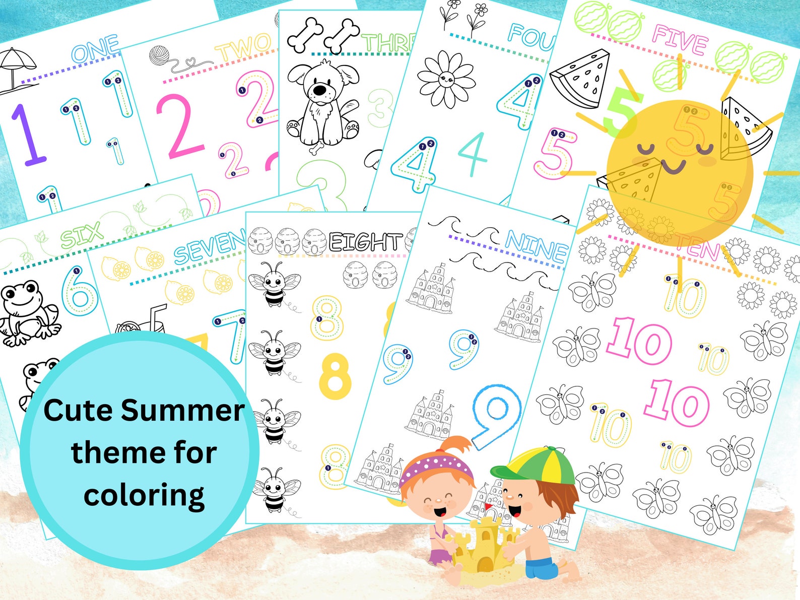 Learn to Write Numbers 1-10, Coloring Pages for Summer, Download for ...