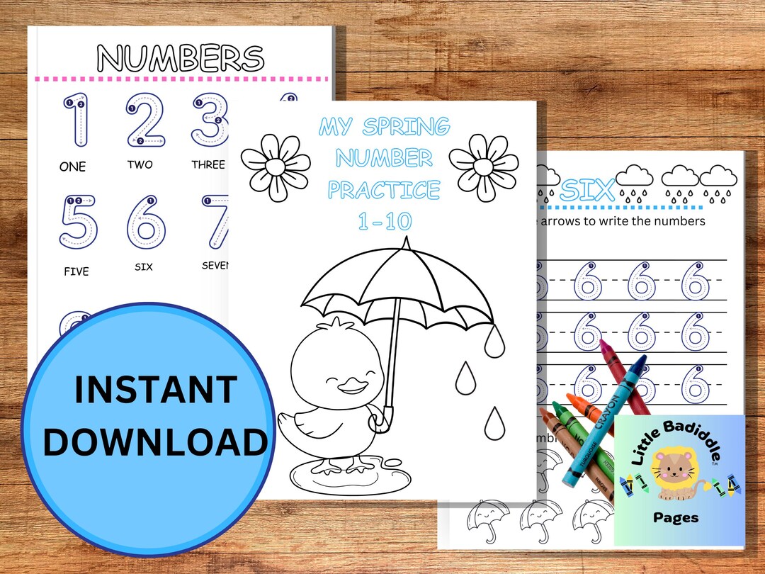 Learn to Write Numbers 1-10, Number Practice, Coloring Pages for Spring ...