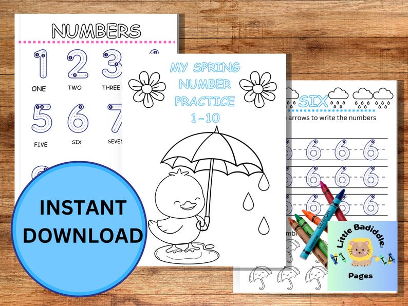 Learn to Write Numbers 1-10, Number Practice, Coloring Pages for Spring ...