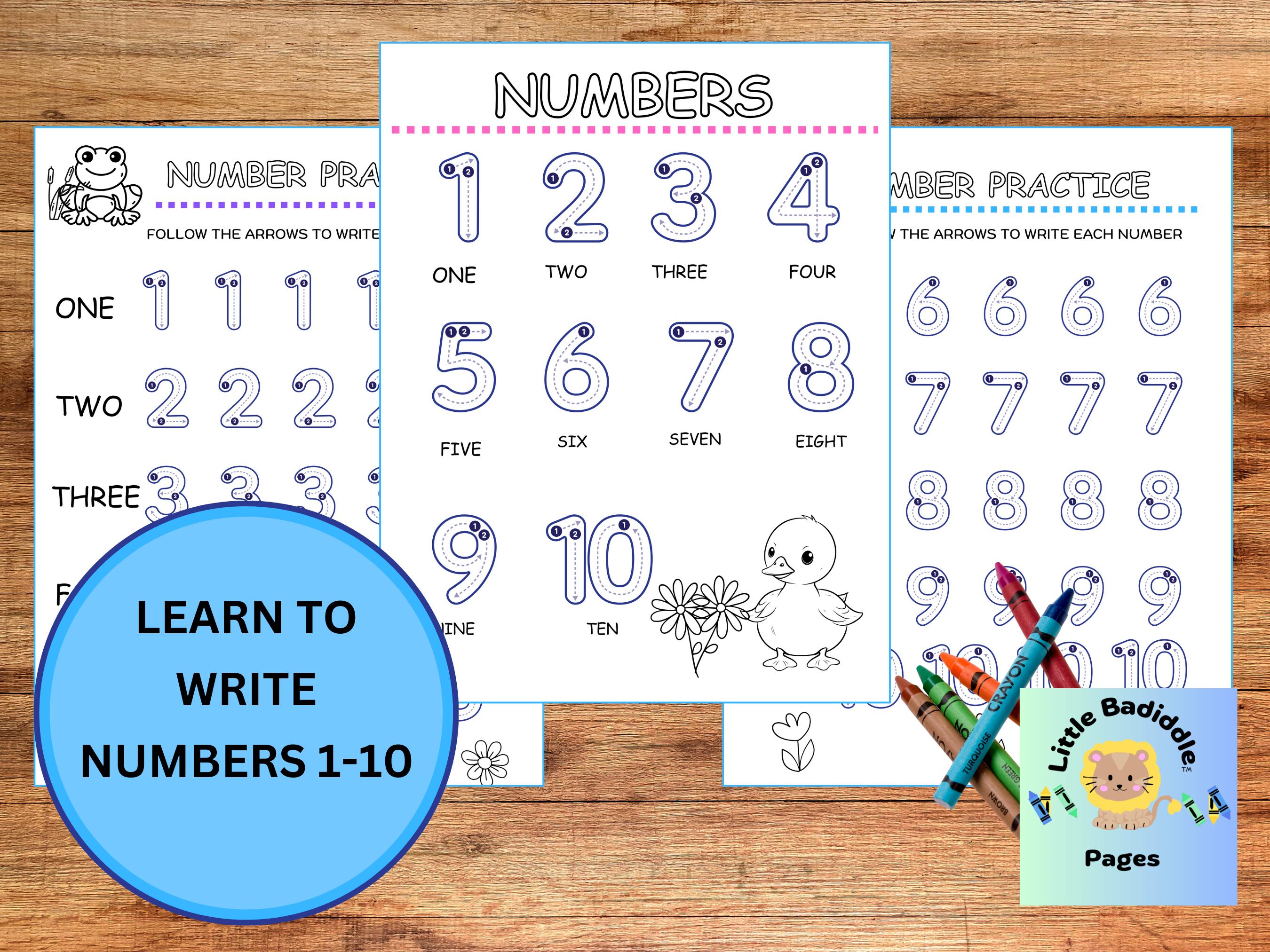 Learn to Write Numbers 1-10, Number Practice, Coloring Pages for Spring ...