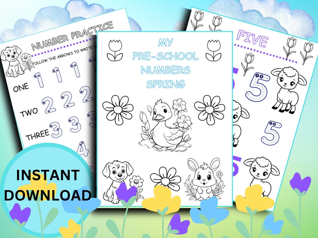 Learn to Write Pre-school Numbers 1-10, Coloring Pages for Spring ...