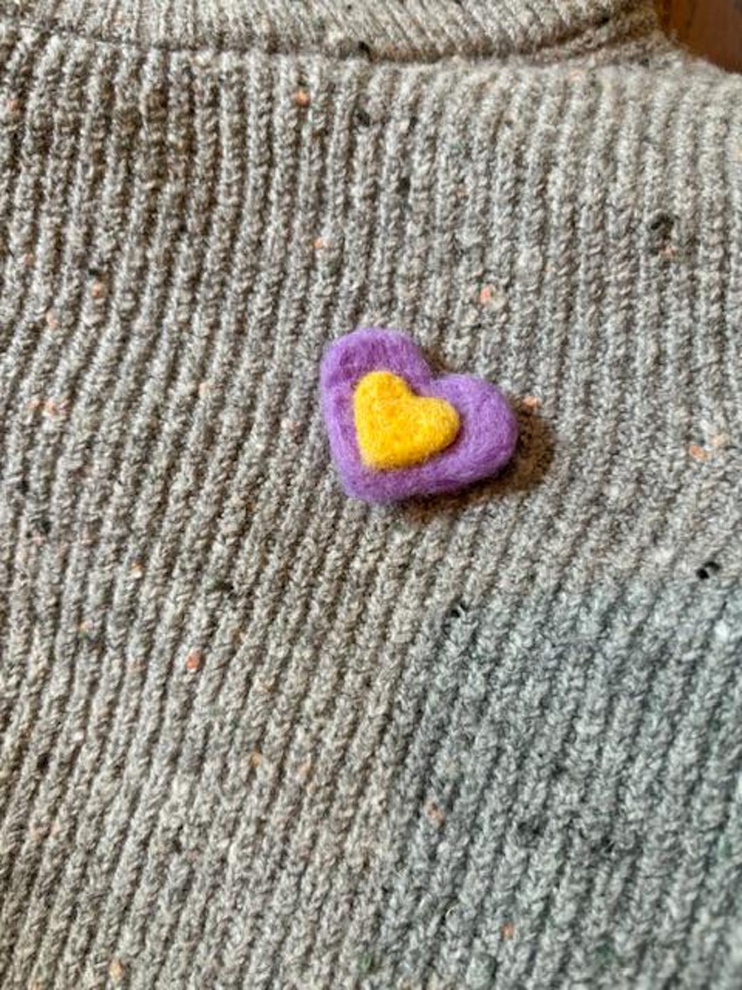 Purple and Gold LSU Heart Needle Felted Wool Pin/brooch - Etsy