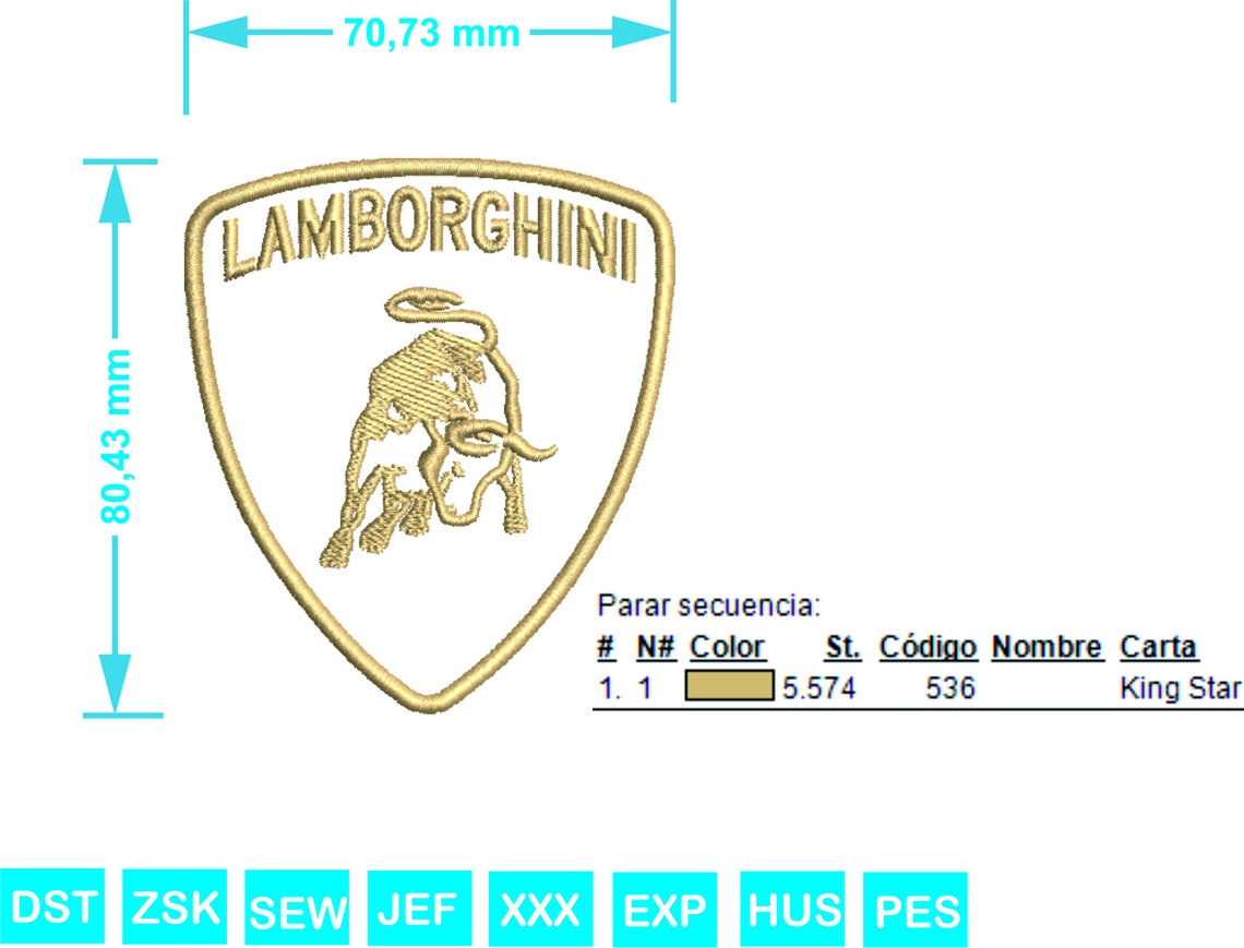 Lamborghini Embroidery Design, Embroidery Patterns, Instant Download ...