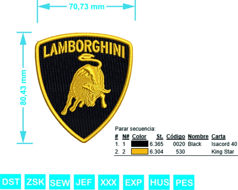 Lamborghini Embroidery Design, Embroidery Patterns, Instant Download ...