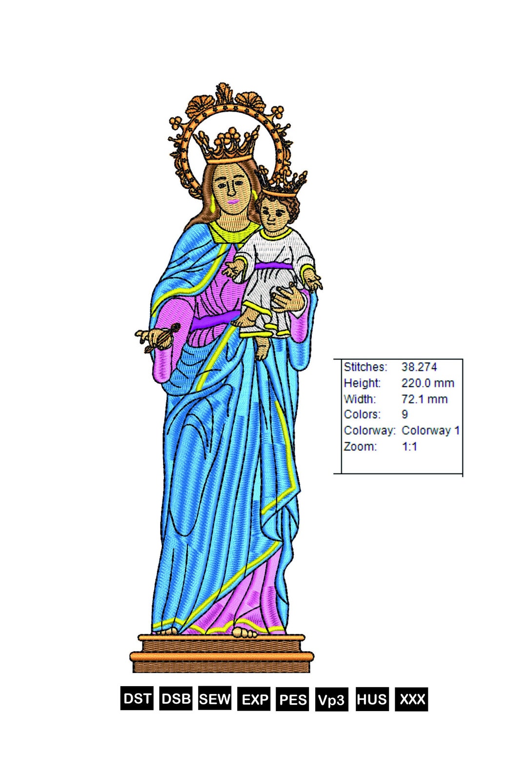 Mary Help of Christians Machine Embroidery Design, Instant Download ...