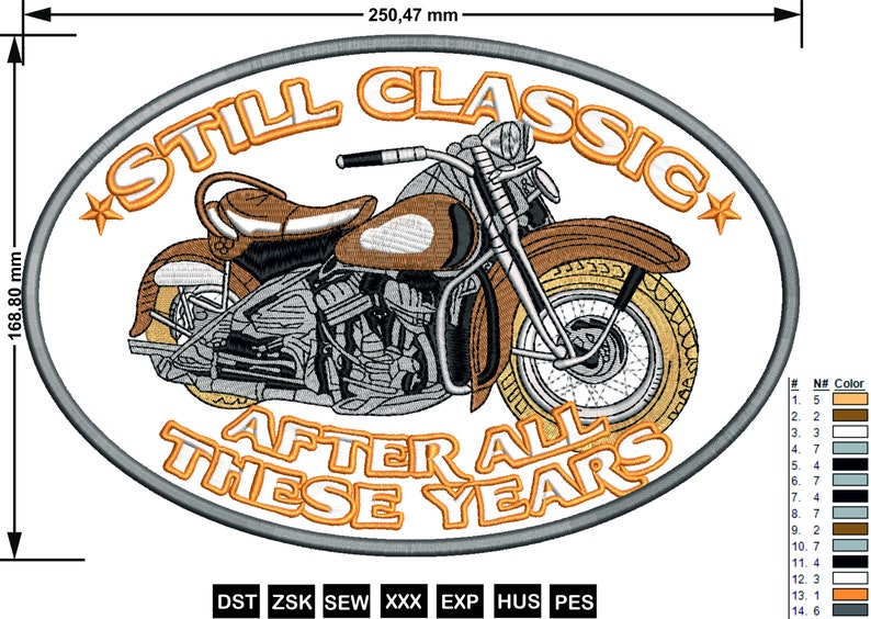 Classic Motorcycle Embroidery Design, Embroidered Patches, Instant ...