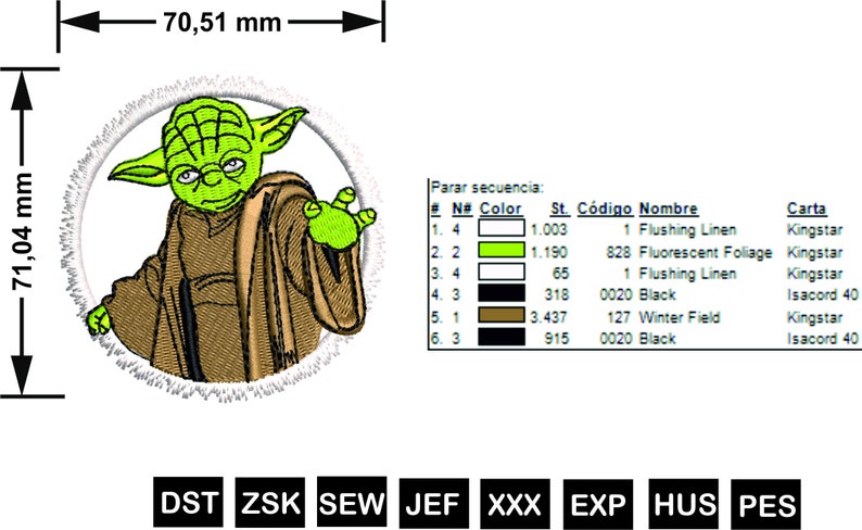 Yoda Star Wars Embroidery Design, Instant Download, Yoda Embroidery ...