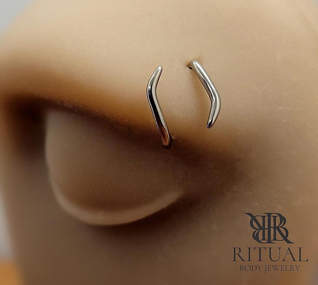 16g Handmade Titanium 'dual Hook' Eyebrow Piercing Curves ~ 16g / 1.2mm ...