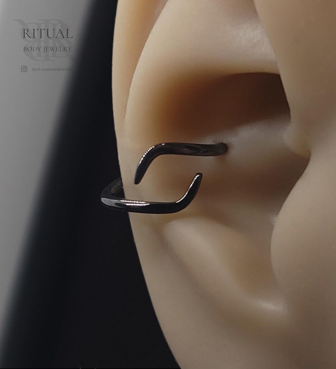 16g Handmade Blackened Niobium Dual-pointed Conch Rings ~ 16g / 1.2mm ...