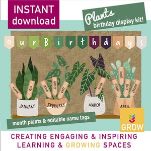 Plants Foliage Classroom Birthday Display Bunting| Birthday Chart ...