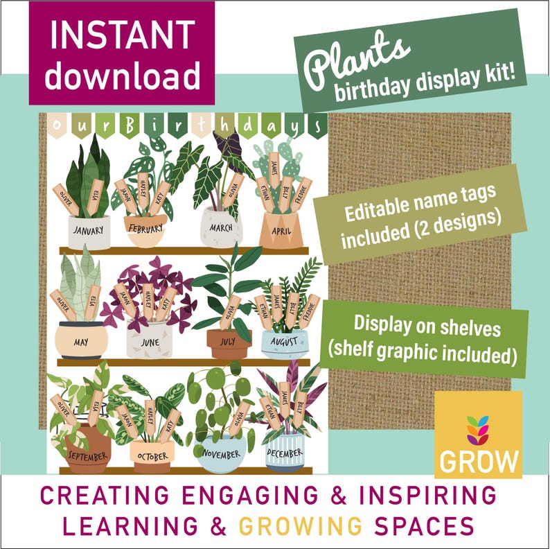Plants Birthday Classroom Display Bunting | Editable Decor (digital) - Etsy