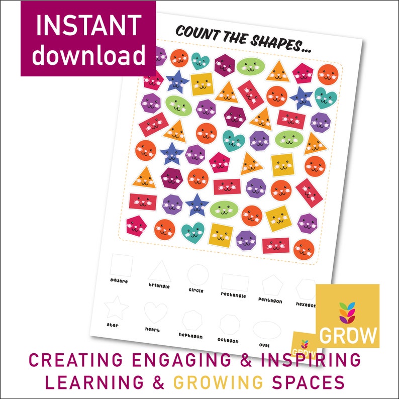 Counting Recognising Shapes Practise Printable | Resource Teaching ...