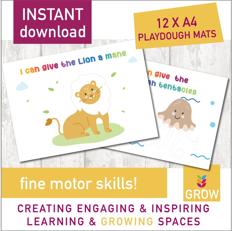 Cute Animal Play Dough Mats | Montessori Learning (digital Download ...