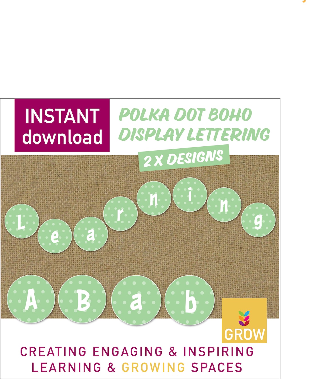 Polka Dot Display Lettering | Boho Classroom Decor (digital Download ...