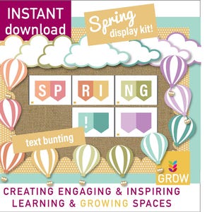 Spring Bulletin Board Kit | Hot Air Balloons Classroom Decor (digital ...