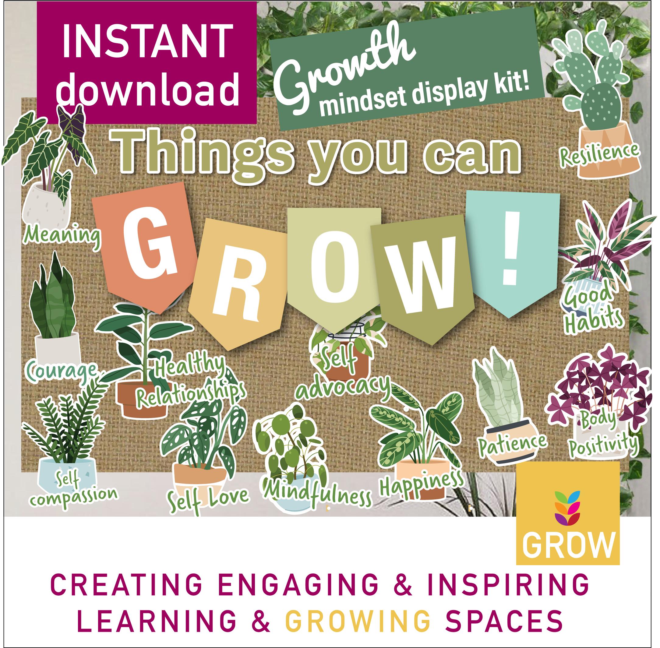 Growth Mindset Classroom Display Bunting | Plant Theme Decor (digital ...