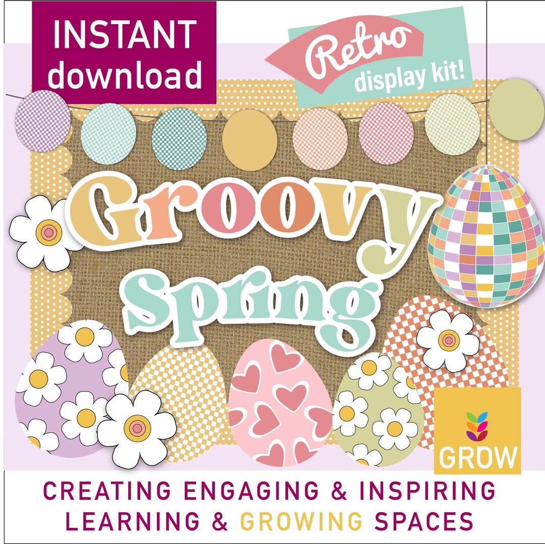 Groovy SPRING Easter Bulletin Board | Spring Classroom | Bulletin Board ...