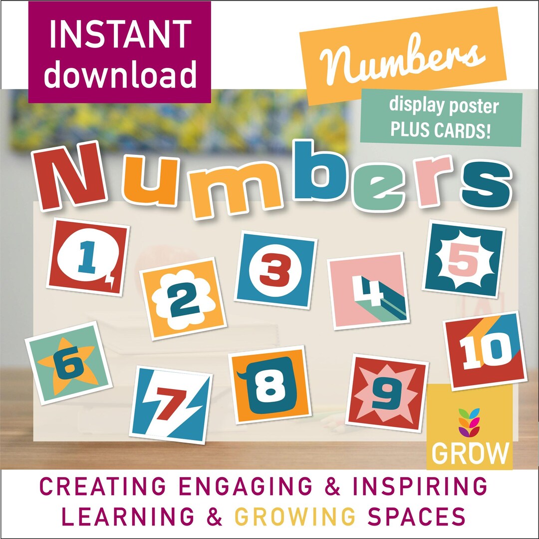 Numbers Classroom Display & Lettering Poster/ Cards | Numbers Chart ...