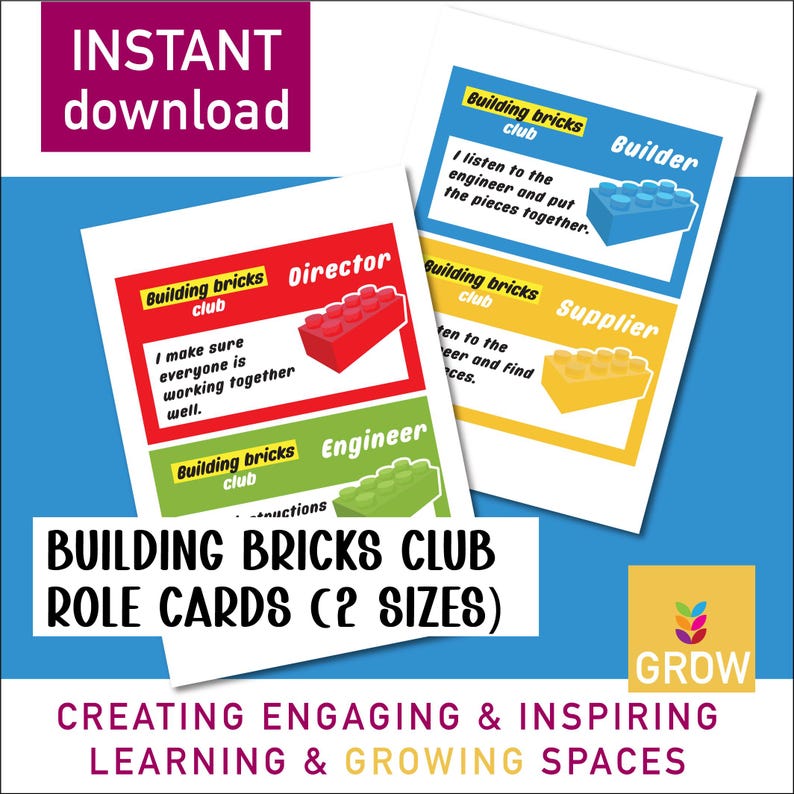 BUILDING BRICKS Club Role Cards - 2 Sizes | Social Skills | Talking ...