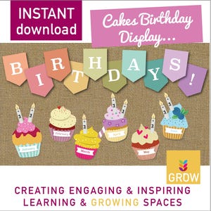 Cupcake Classroom Birthday Display Bunting| Birthday Chart | Bulletin ...