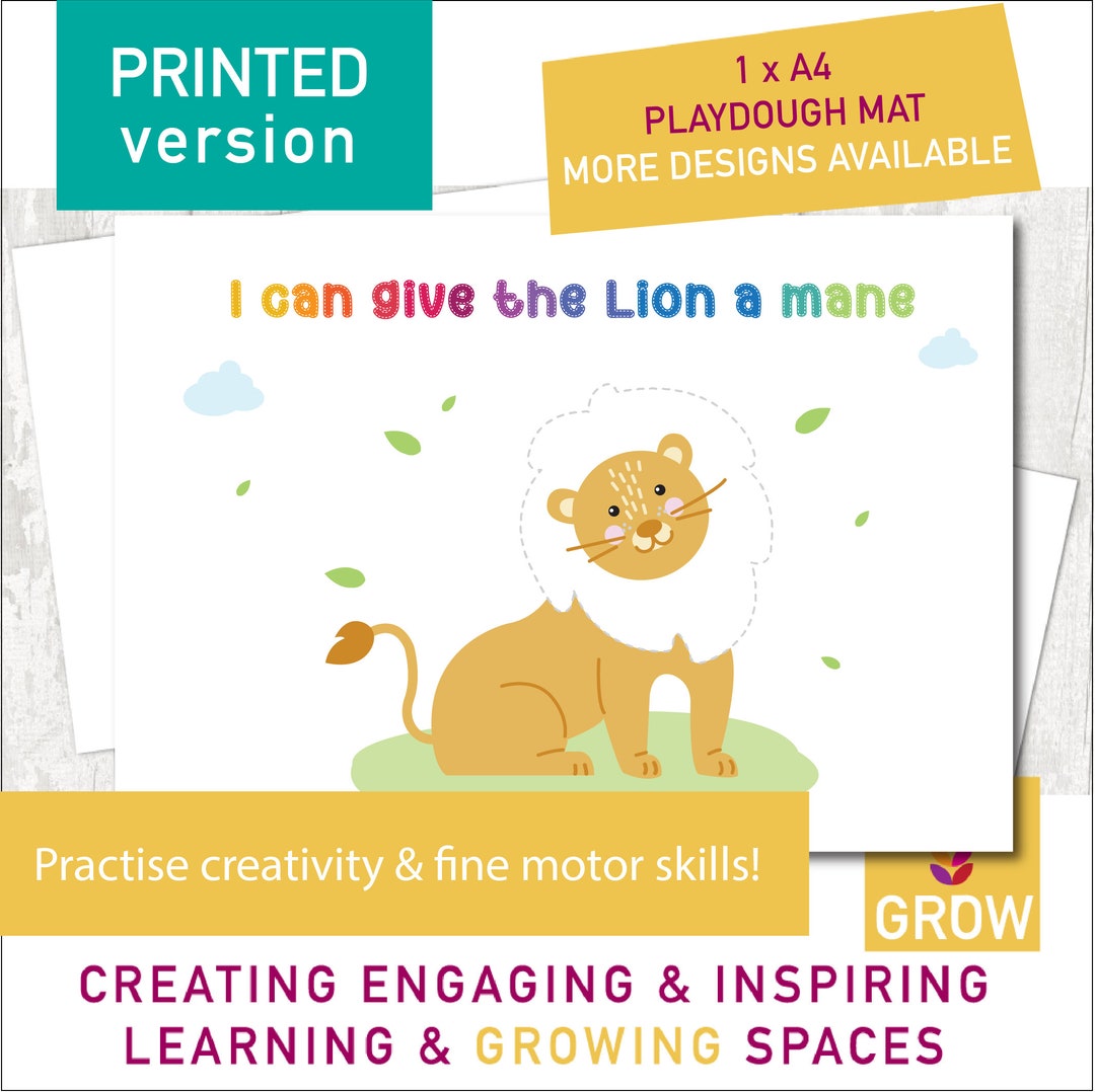 1 X Cute Play Dough Mat Laminated Lion Play Dough Activity, Montessori ...