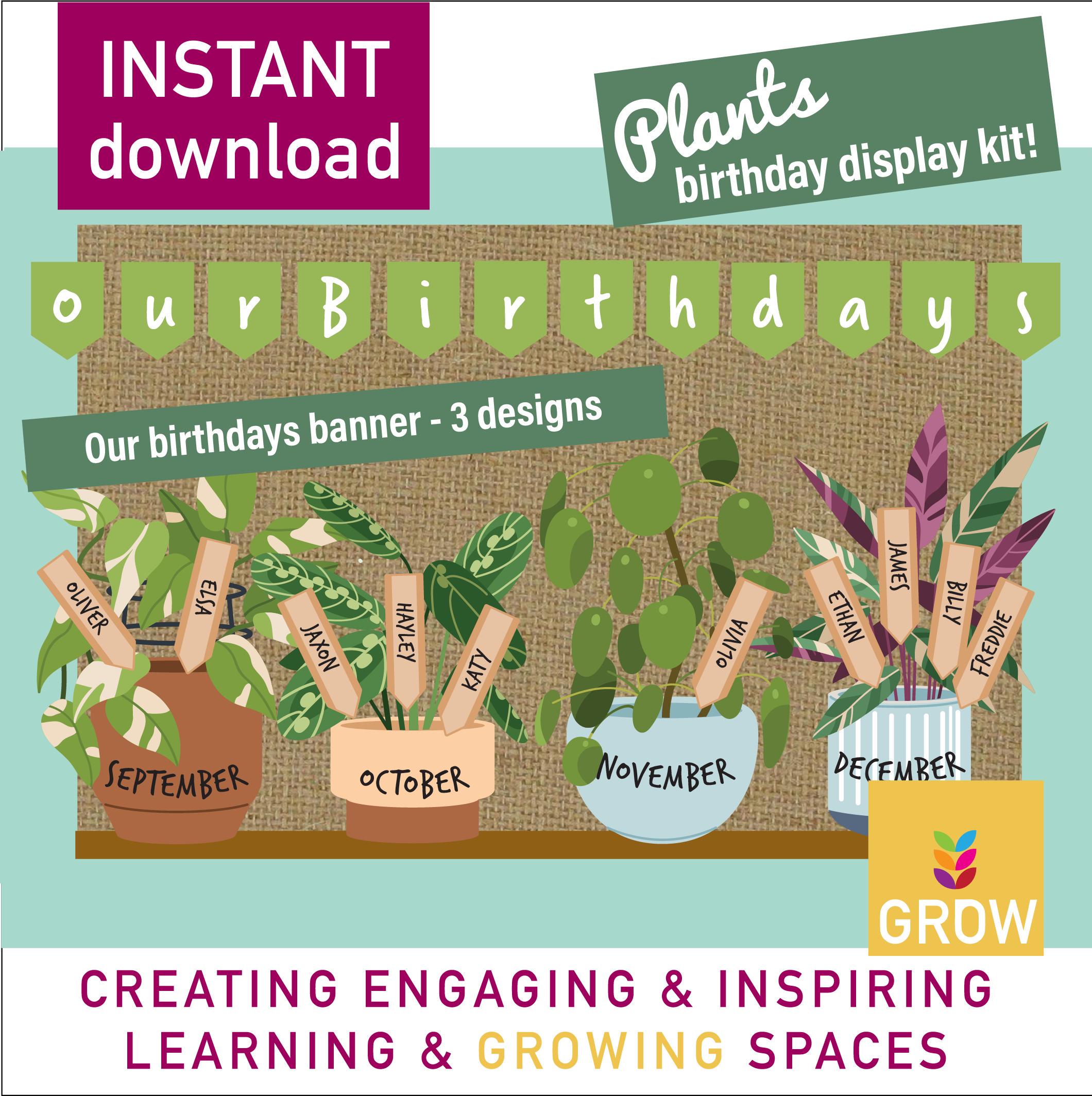 Plants Birthday Classroom Display Bunting | Editable Decor (digital) - Etsy