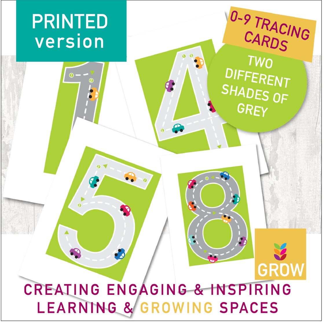 Number Tracing Flashcards Posters Printed 0-9 | Cars Road Theme ...