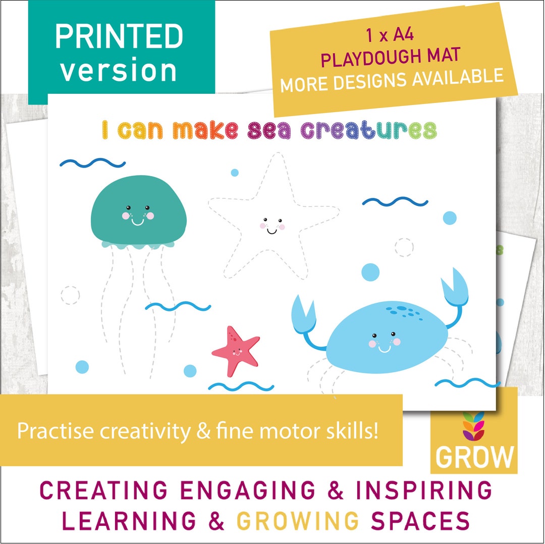 1 X Cute Play Dough Mat Laminated - Sea Creatures Play Dough Activity ...