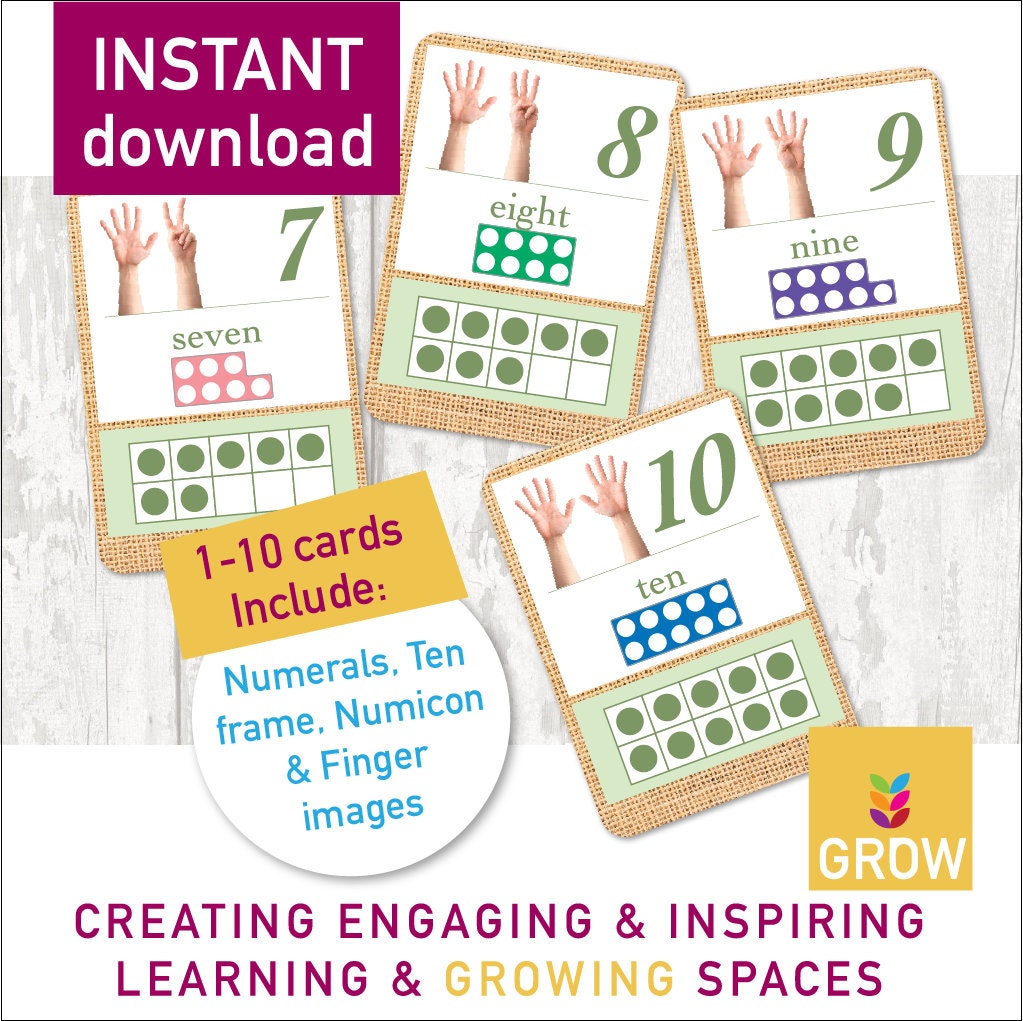 Number Posters, Numicon, Tens Frames, Finger Images | Hessian Natural ...