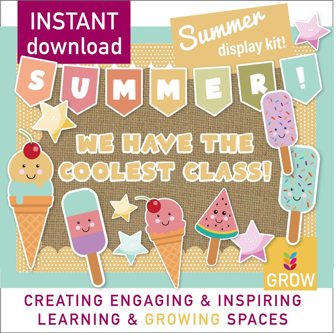 Retro Ice Cream Beach Bulletin Board Kit | Summer Classroom Decor ...