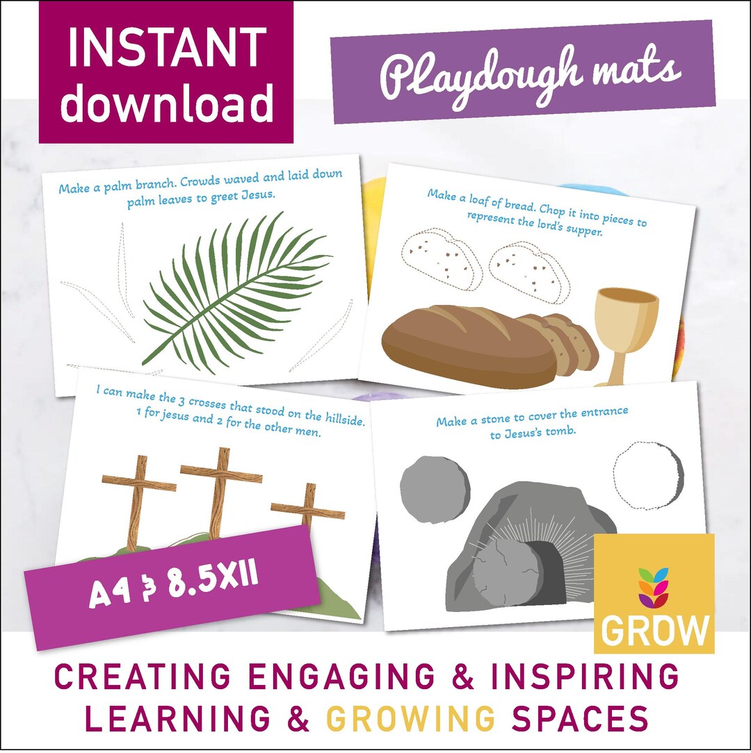 Easter Jesus Play Dough Mats Bundle | Lords Supper, Cross, Tomb ...