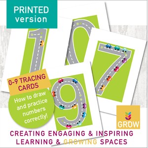 Number Tracing Flashcards Posters Printed 0-9 | Cars Road Theme ...