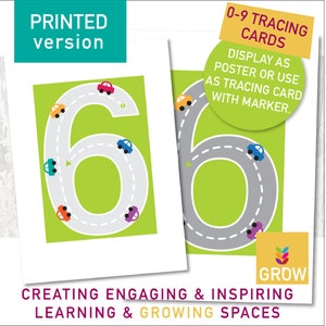 Number Tracing Flashcards Posters Printed 0-9 | Cars Road Theme ...