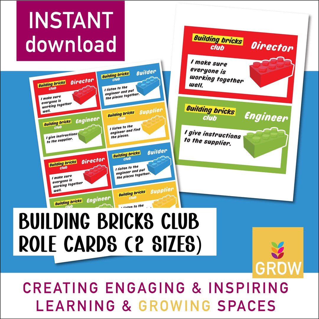 BUILDING BRICKS Club Role Cards - 2 Sizes | Social Skills | Talking ...