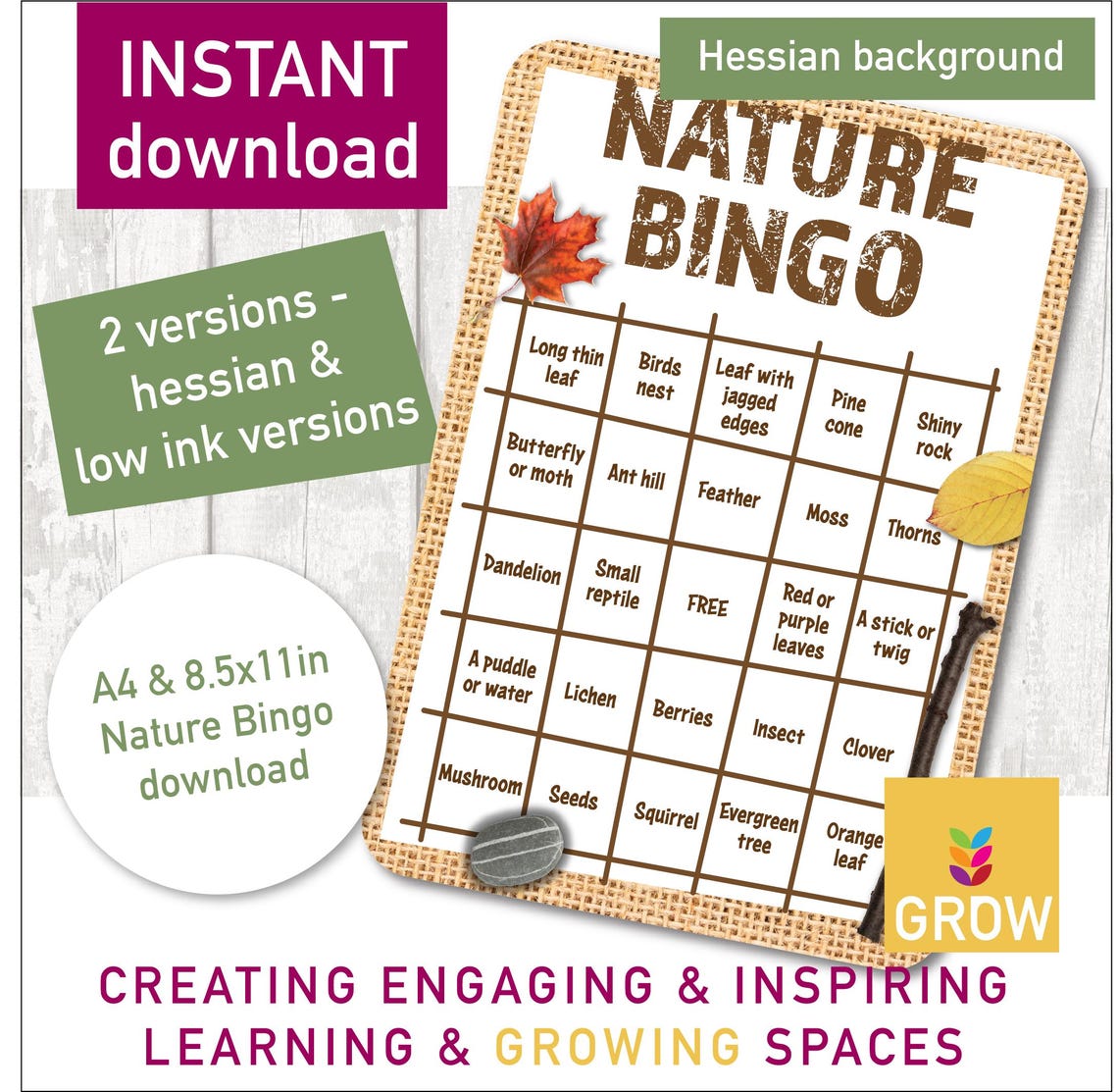 Nature Bingo Activity | Nature Hunt | Woodland Bingo Scavenger Hunt ...