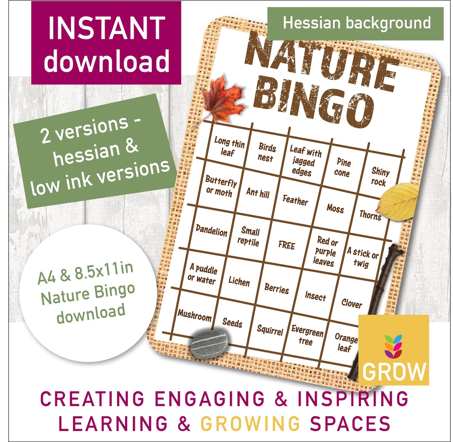 Nature Bingo Activity | Nature Hunt | Woodland Bingo Scavenger Hunt ...