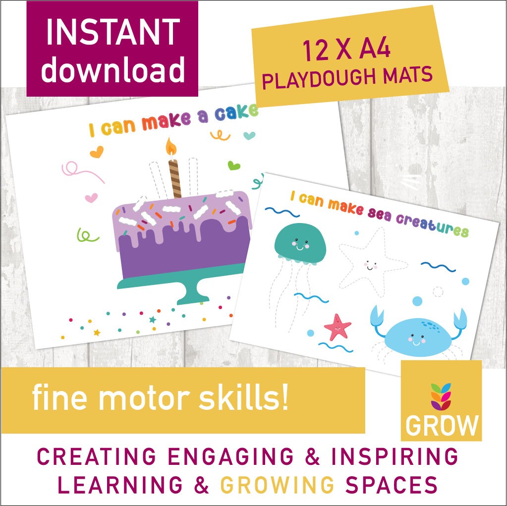 Play Dough Mats | 12 Cute Designs, Montessori Activity (digital ...