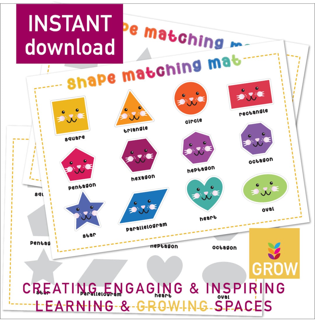 Cute Matching Shapes Worksheet Activity Mat | Shapes Practise ...