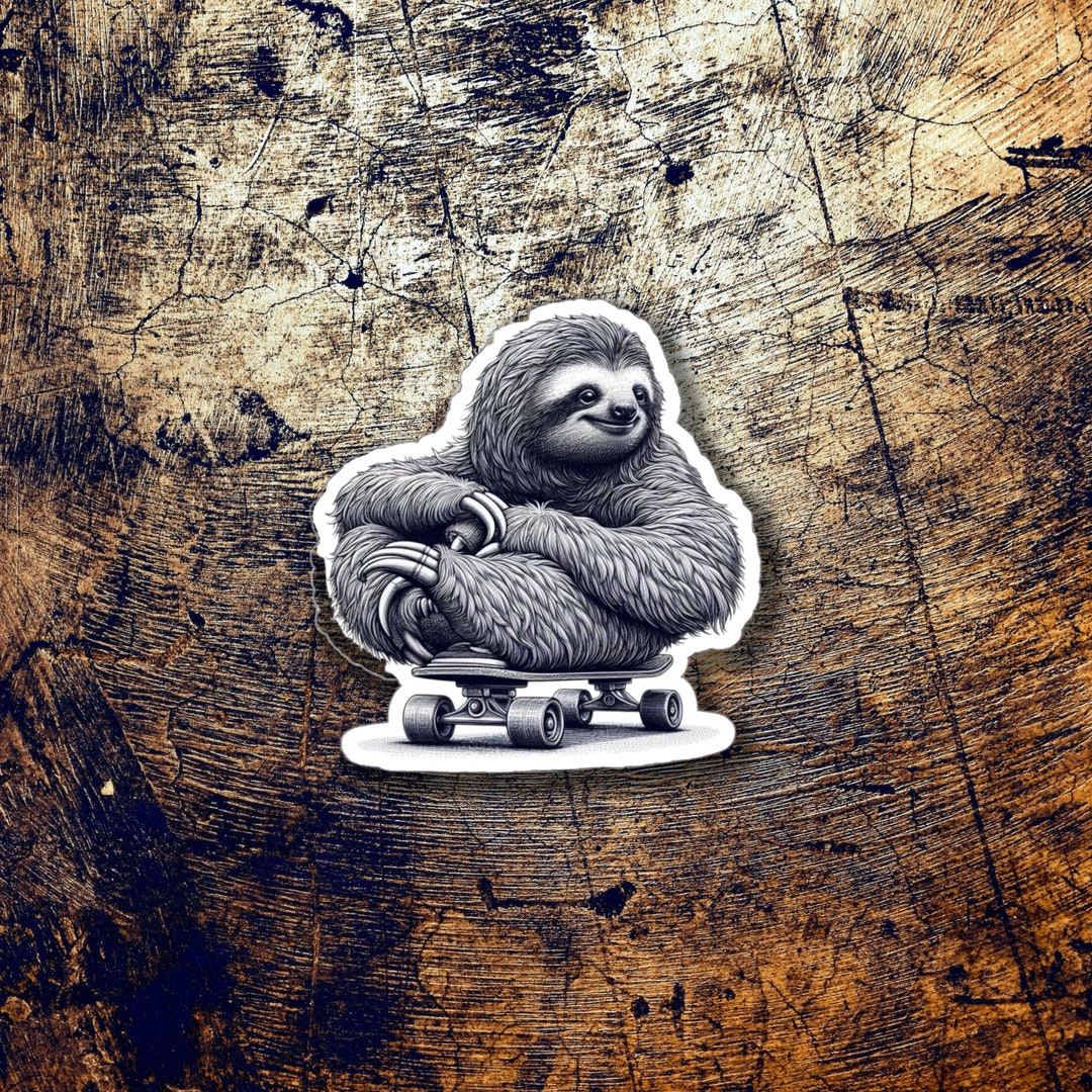 Skater Sloth Kiss-cut Stickerscustom Stickers, Stickers for Laptop ...